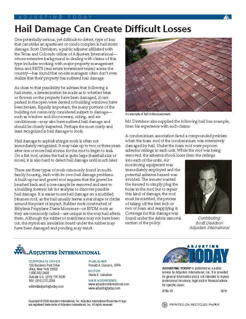 Hail Damage Can Create Difficult Insurance Claims | Adjusters International