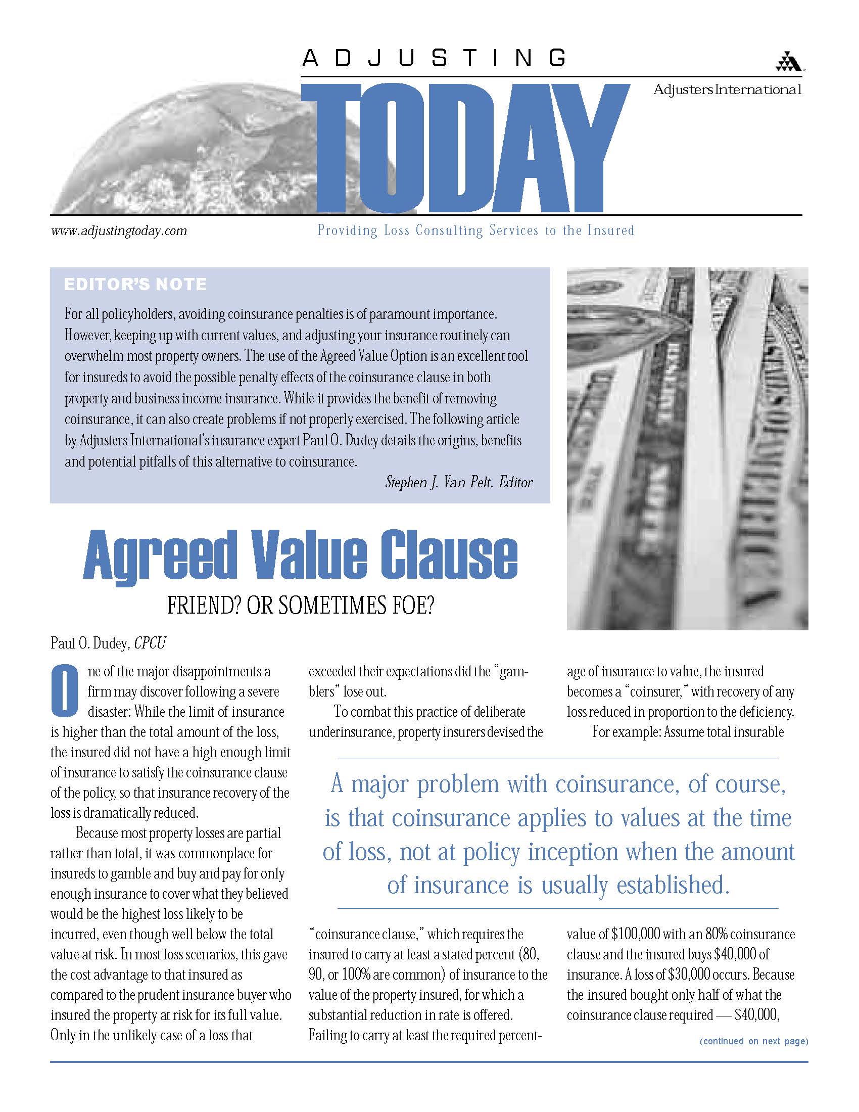 Agreed Value Clause | Adjusters International